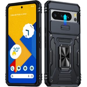 antshare for google pixel 8 pro case, [16 ft military grade drop protection], slide cover [camera protection] heavy duty shockproof phone case for pixel 8 pro,black