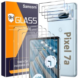 [4+4 pack] glass screen protector for google pixel 7a, 9h tempered glass, ultrasonic fingerprint compatible, hd clear case friendly for google pixel 7a 5g glass screen protector