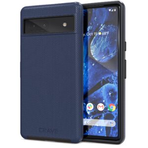 crave dual guard for google pixel 7a case, shockproof protection dual layer case for google pixel 7a - navy