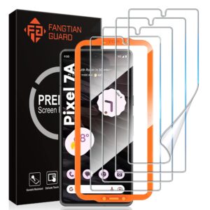 [4-pack] fangtian for google pixel 7a screen protector [not glass] - film for pixel 7a screen protector [fingerprint compatible][alignment tool][6.1inch][7h hybrid]