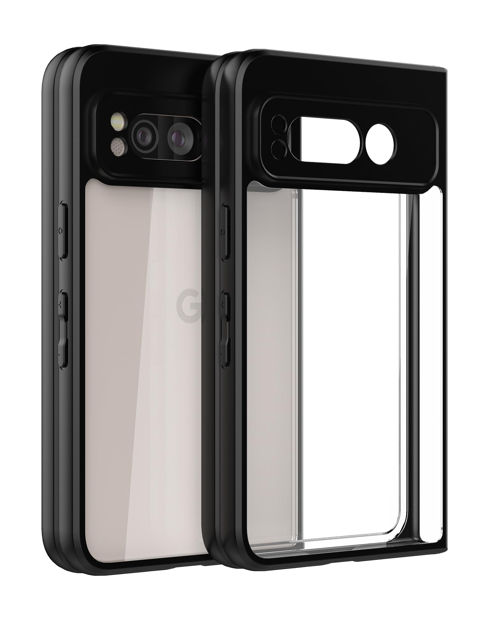 Foluu for Google Pixel Fold 2023 Case, [Not Yellowing] [Military Drop Protection] Shockproof Protective Phone Case Slim Thin Cover for Google Pixel Fold 2023 (Black+Clear)