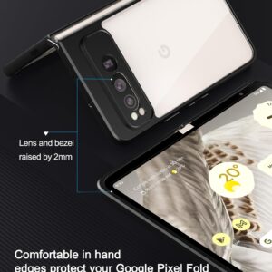 Foluu for Google Pixel Fold 2023 Case, [Not Yellowing] [Military Drop Protection] Shockproof Protective Phone Case Slim Thin Cover for Google Pixel Fold 2023 (Black+Clear)