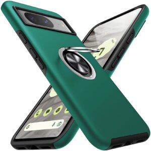 jame for google pixel 8 case, slim fit case for pixel 8 with ring holder kickstand [military grade drop tested] [tpu+pc] dual layer shockproof protective phone case for google pixel 8, green