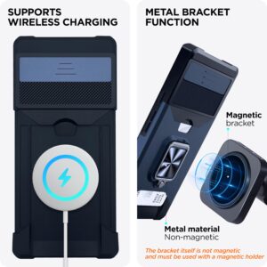 𝟐𝟎𝟐𝟑 𝗡𝗘𝗪 Google Pixel 8 Pro Case with Slide Camera Cover and Card Holder - Wireless Charging Compatible Pixel 8 Pro Wallet Case with Magnetic Kickstand (Blue)