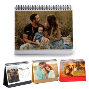 personalized custom desk calendar 2024 with your photo, monthly 13 pictures calendar diy gift for school, office, home use (horizontal 8.3'' x 6.7'')