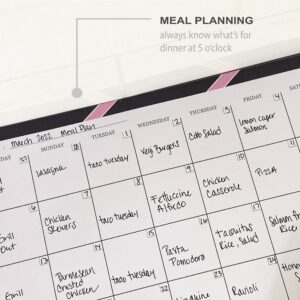 Monthly Calendar Notepad- 50 Undated Calendar Pages Customizable to Fit Your Organizational Needs, Large 8.5"x 11", Navy and Pink Stripe