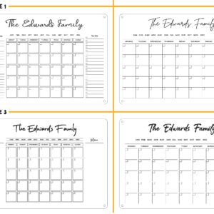 PERSONALIZED Premium Family Name Acrylic Calendar for Wall - Customized Acrylic Wall Calendar - Dry Erase Board Monthly Family Planner - Design by Yourself - Custom Acrylic Wall Calendar