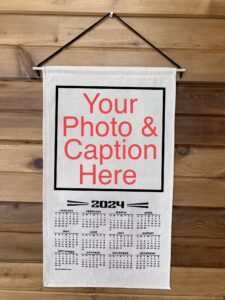 personalized photo cloth calendar, photo w/caption, 12 months calendar from jan. 2024 - dec. 2024, perfect for gifts, office, and home