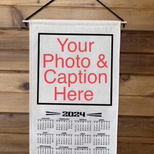 Personalized Photo Cloth Calendar, Photo W/Caption, 12 months calendar from Jan. 2024 - Dec. 2024, Perfect for gifts, office, and home