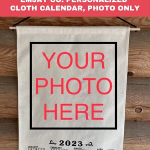 Personalized Photo Cloth Calendar, Photo W/Caption, 12 months calendar from Jan. 2024 - Dec. 2024, Perfect for gifts, office, and home