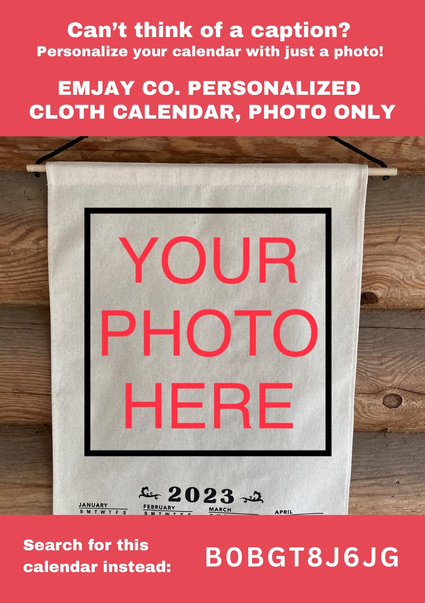 Personalized Photo Cloth Calendar, Photo W/Caption, 12 months calendar from Jan. 2024 - Dec. 2024, Perfect for gifts, office, and home