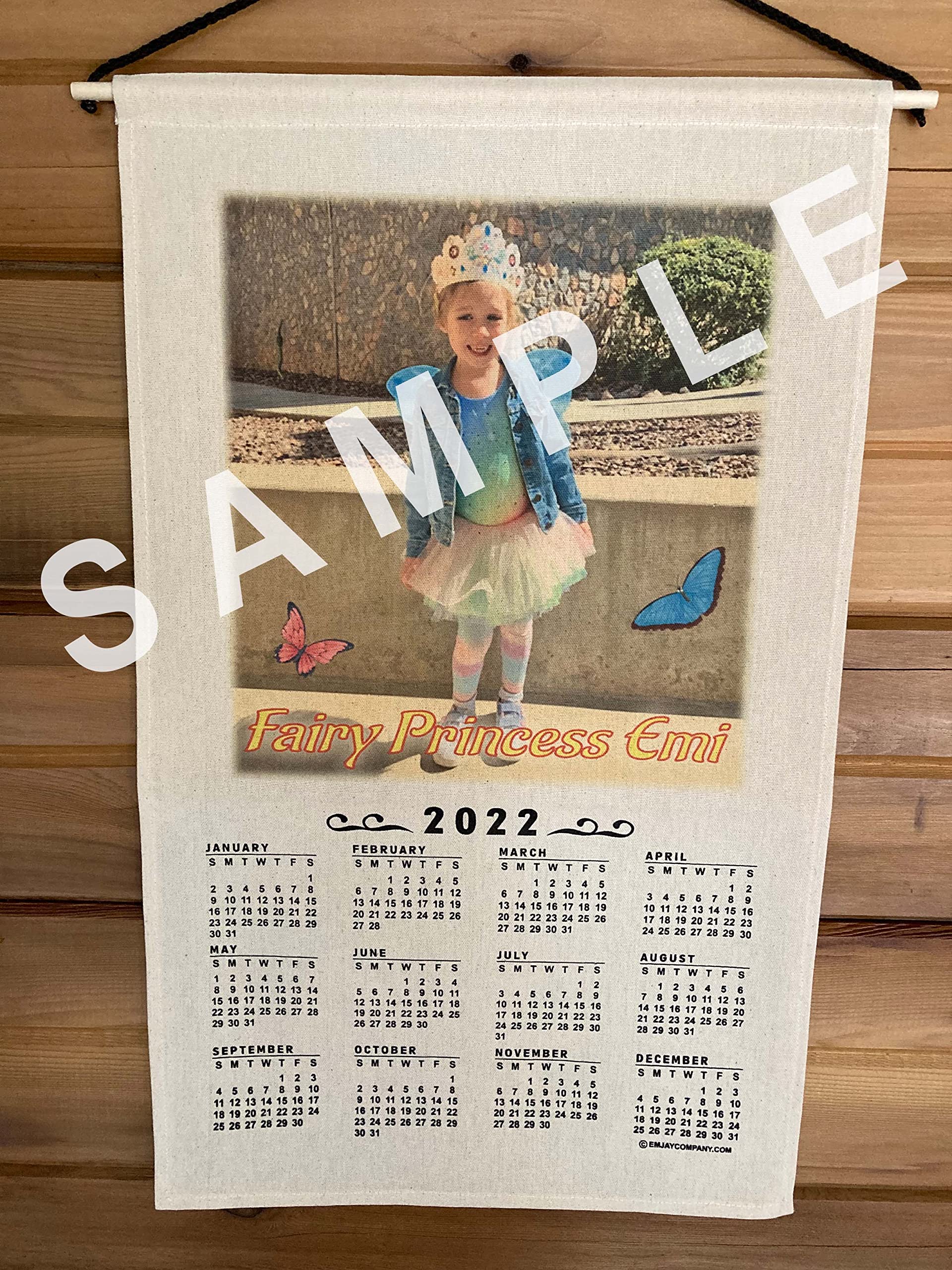 Personalized Photo Cloth Calendar, Photo W/Caption, 12 months calendar from Jan. 2024 - Dec. 2024, Perfect for gifts, office, and home