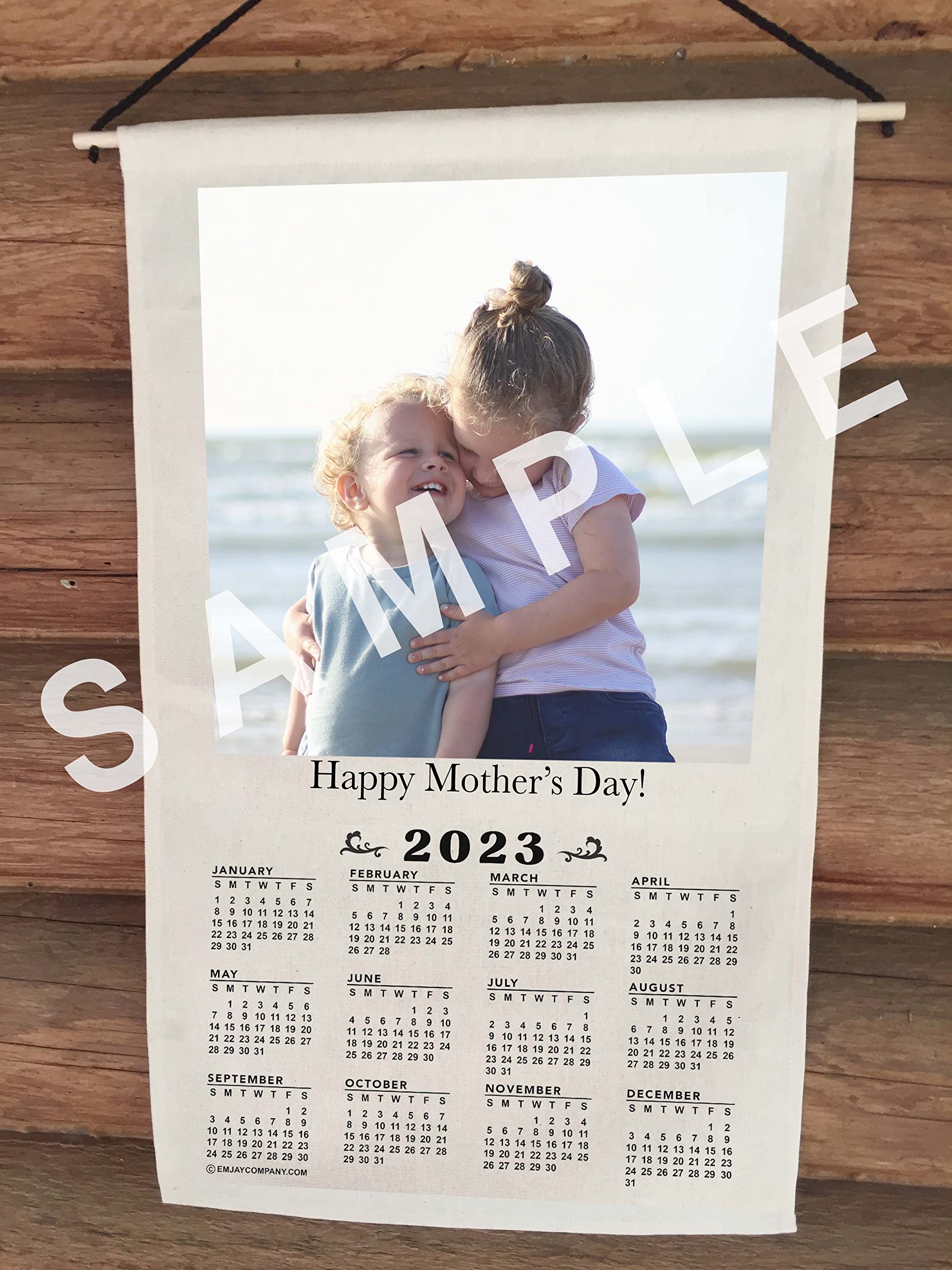 Personalized Photo Cloth Calendar, Photo W/Caption, 12 months calendar from Jan. 2024 - Dec. 2024, Perfect for gifts, office, and home