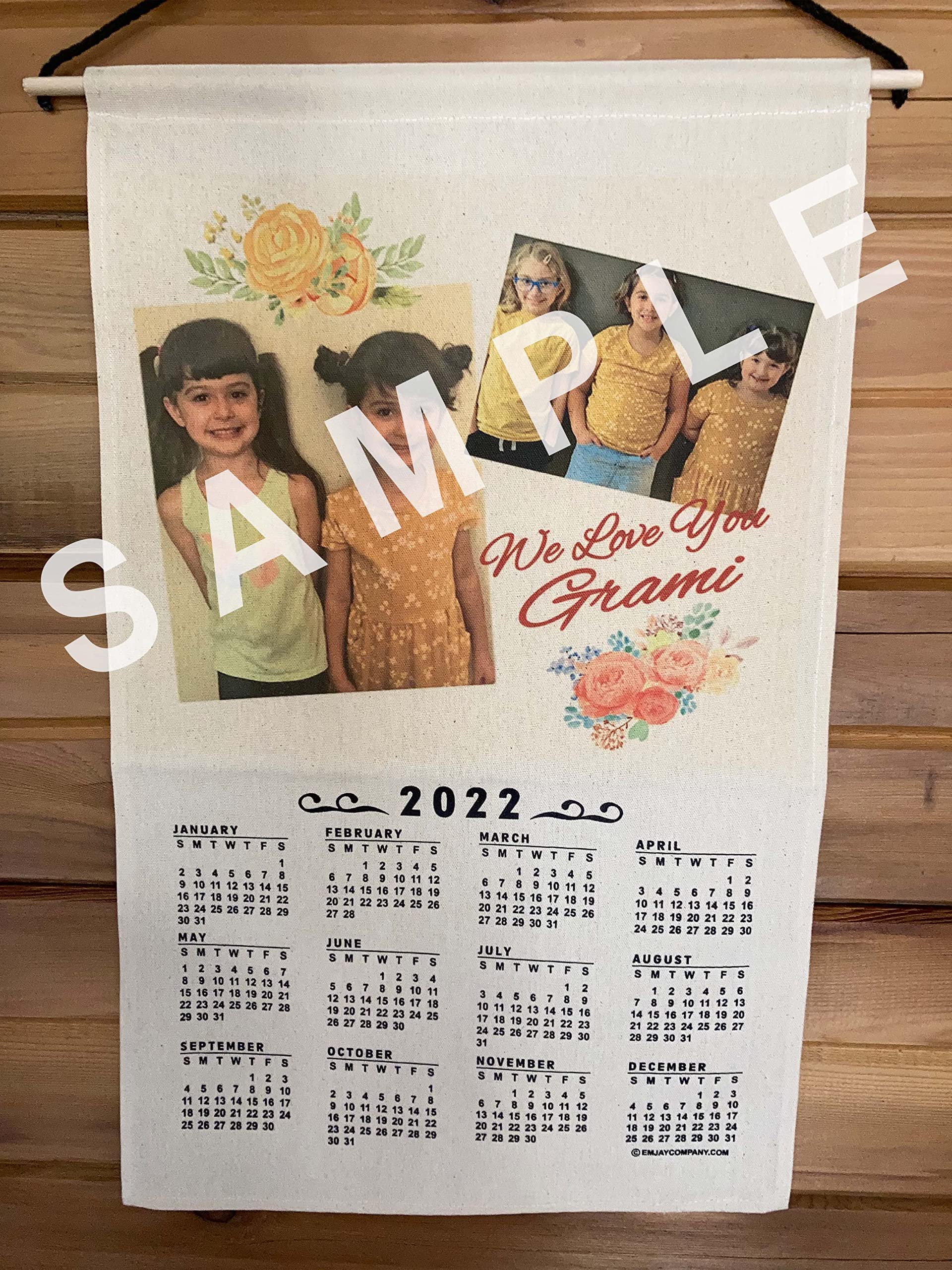 Personalized Photo Cloth Calendar, Photo W/Caption, 12 months calendar from Jan. 2024 - Dec. 2024, Perfect for gifts, office, and home