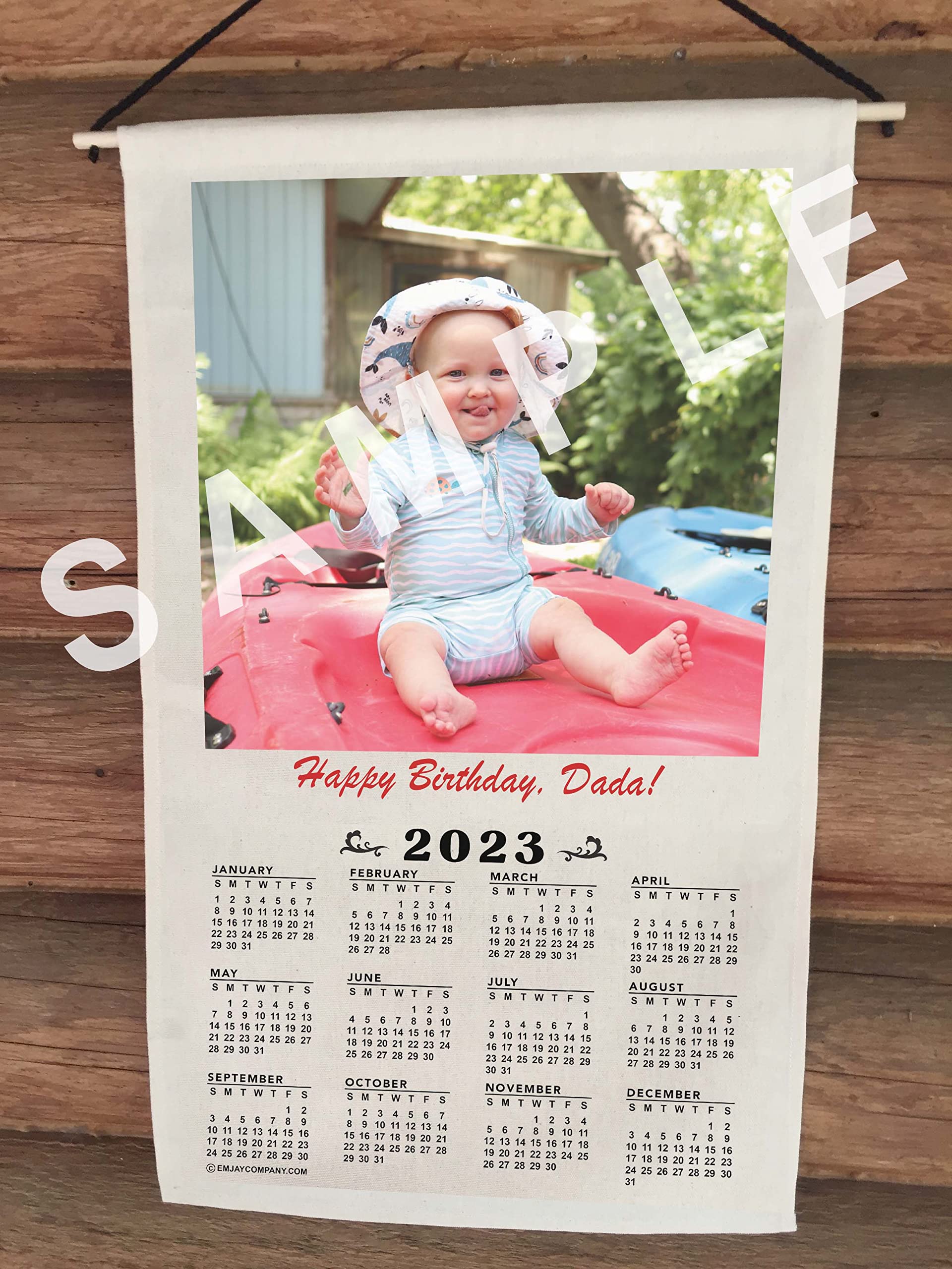 Personalized Photo Cloth Calendar, Photo W/Caption, 12 months calendar from Jan. 2024 - Dec. 2024, Perfect for gifts, office, and home