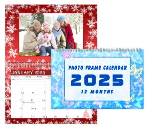 2025 photo frame wall spiral-bound calendar (add your own photos) - 12 months desktop/wall calendar/planner - (edition #08)