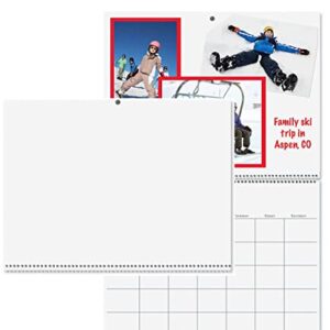 Blank Scrapbook Wall Calendar, Undated, 12-Inch x 9-Inch Size Closed, 18-Inch Size Open, Large Bookstore-Quality, DIY Spiral-Bound Hanging Monthly Calendar for Kitchen & Office, by Current