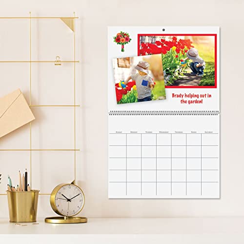 Blank Scrapbook Wall Calendar, Undated, 12-Inch x 9-Inch Size Closed, 18-Inch Size Open, Large Bookstore-Quality, DIY Spiral-Bound Hanging Monthly Calendar for Kitchen & Office, by Current