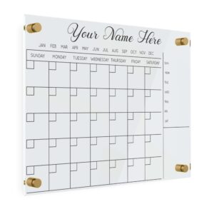 personalized acrylic calendar for wall - ships next day, made in america, clear dry erase planner for home, office, & family, glass calendar alternative, easy to clean (clear - 16x20)