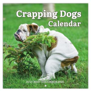 2024-2025 wall calendar – 18 monthly pooping dogs calendar 2024-2025, jul 2024 - dec 2025, funny dog calendar gag gifts, 11.8" x 23.6" (open), 11.8" x 11.8"(closed), perfect white elephant gift funny