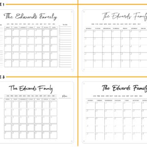 PERSONALIZED Family Name Acrylic Calendar for Wall - Customized Acrylic Wall Calendar - Dry Erase Board Monthly Family Planner - Design by Yourself - Custom Acrylic Wall Calendar