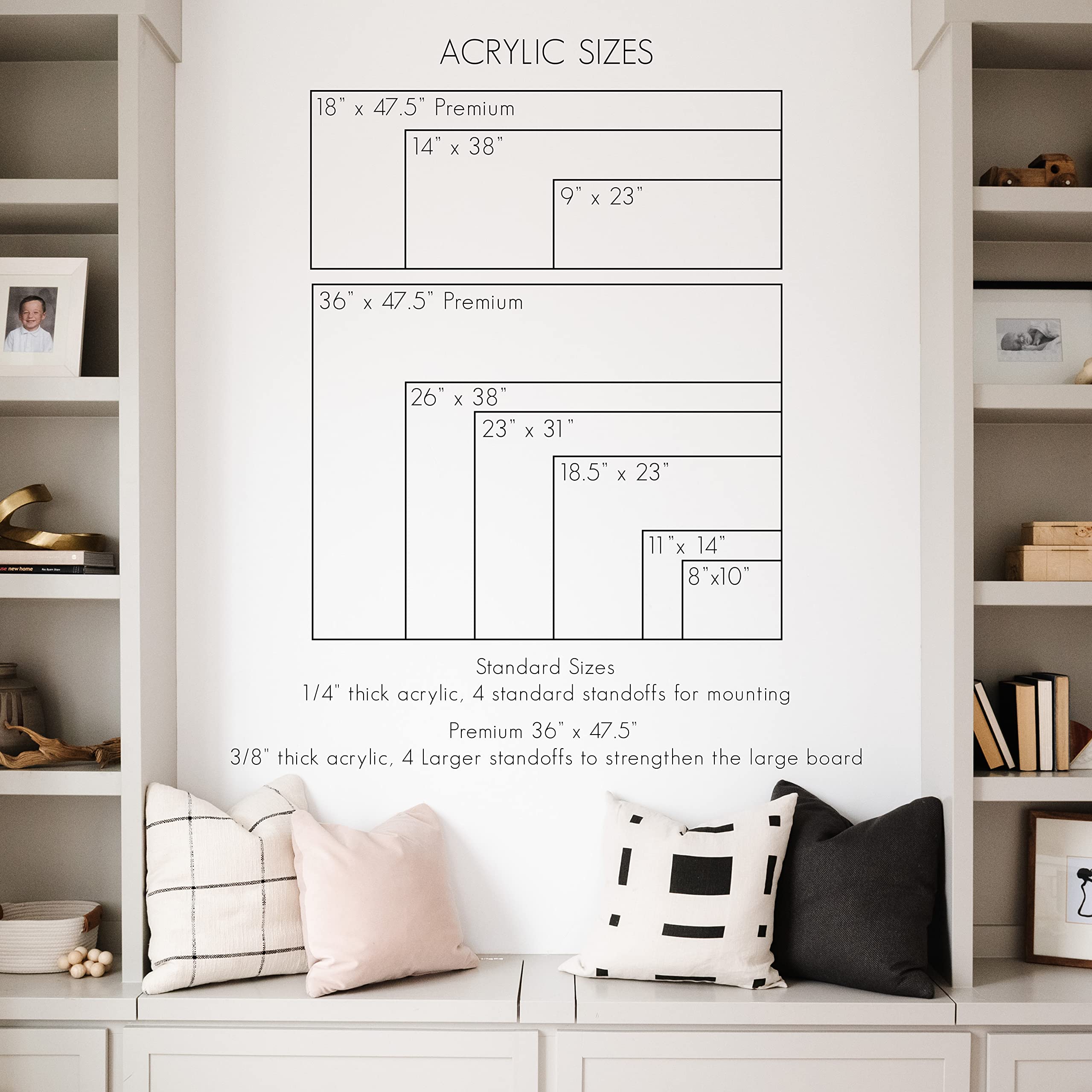 Custom Acrylic Calendar | Landscape Dry Erase Acrylic wall Calendar | Custom name and boxes | floating Wall Calendar with last name or family name