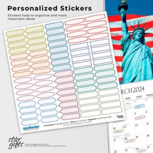 Stars and Stripes | The American Flag | 2024 12 x 24 Inch Monthly Square Wall Calendar | Sticker Sheet | StarGifts | USA United States of America