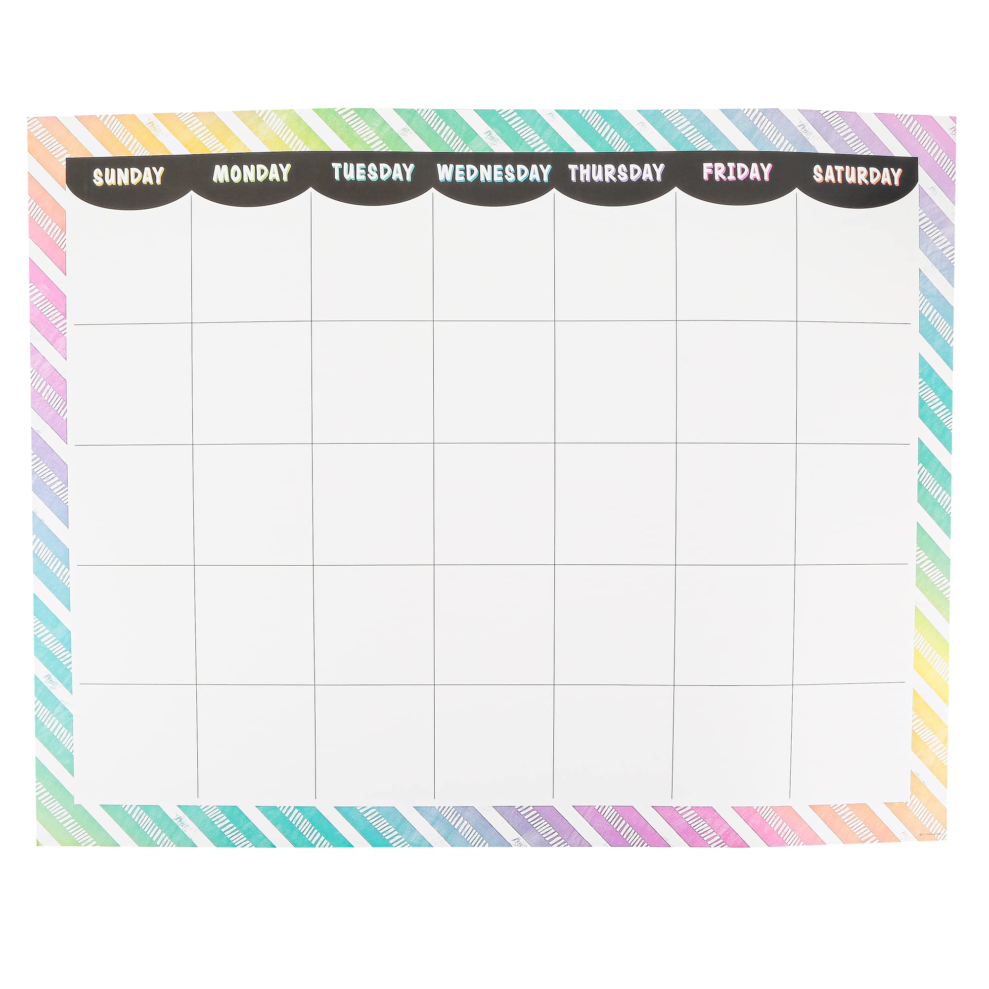 Rainbow Stripes Customizable Calendar Chart, 22 x 28 Inches