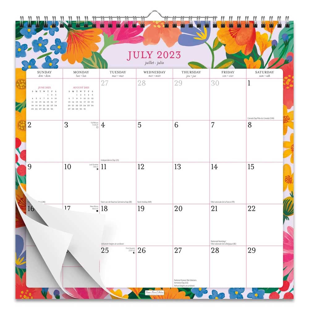 Bonnie Marcus | 2024 12 x 12 Inch 18 Months Monthly Square Wire-O Calendar | Sticker Sheet | July 2023 - December 2024 | Plato | Fashion Designer Stationery