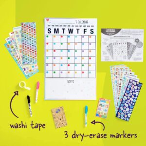 Highlights Kindness Dry-Erase Calendar for Kids, Includes 1300+ Reusable Stickers, Customizable Wall Calendar Promotes Self-Expression and Organization, Ages 6+