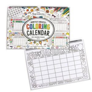 tiny expressions undated coloring calendar for kids (12 months undated 11 x 17 ) wall calendar for home or classroom use school supplies for kids of all ages to plan organize and track the year