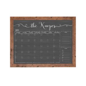 chalkboard calendar, 24x18 or 36x24 horizontal framed dry erase calendar, free customization, reusable 18x24 customized dry erase wall calendar, family framed calendar, perpetual calendar