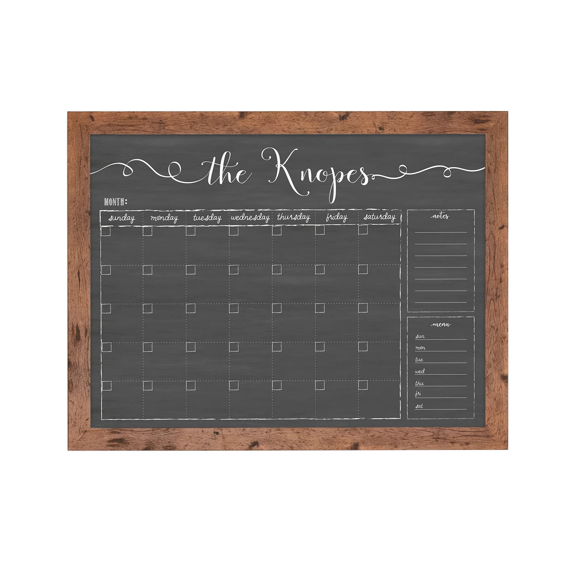 Chalkboard Calendar, 24x18 or 36x24 Horizontal Framed Dry Erase Calendar, Free Customization, Reusable 18x24 Customized Dry Erase Wall Calendar, Family Framed Calendar, perpetual calendar