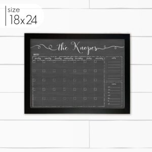 Chalkboard Calendar, 24x18 or 36x24 Horizontal Framed Dry Erase Calendar, Free Customization, Reusable 18x24 Customized Dry Erase Wall Calendar, Family Framed Calendar, perpetual calendar