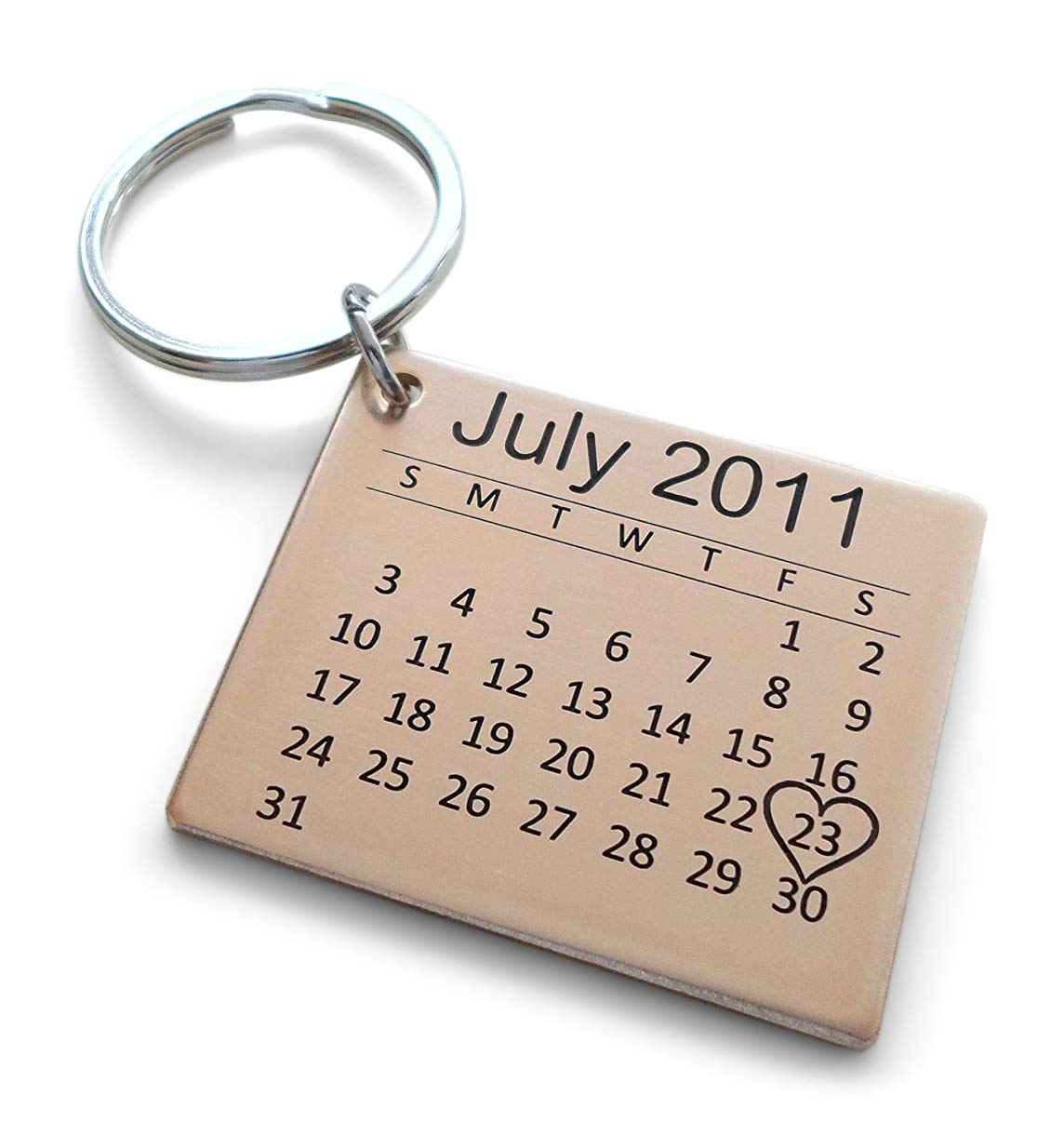 Custom Personalized Bronze Anniversary Calendar Keychain, Anniversary Gift, Husband Wife Key Chain, Boyfriend Girlfriend Gift, Customized Couples Keychain