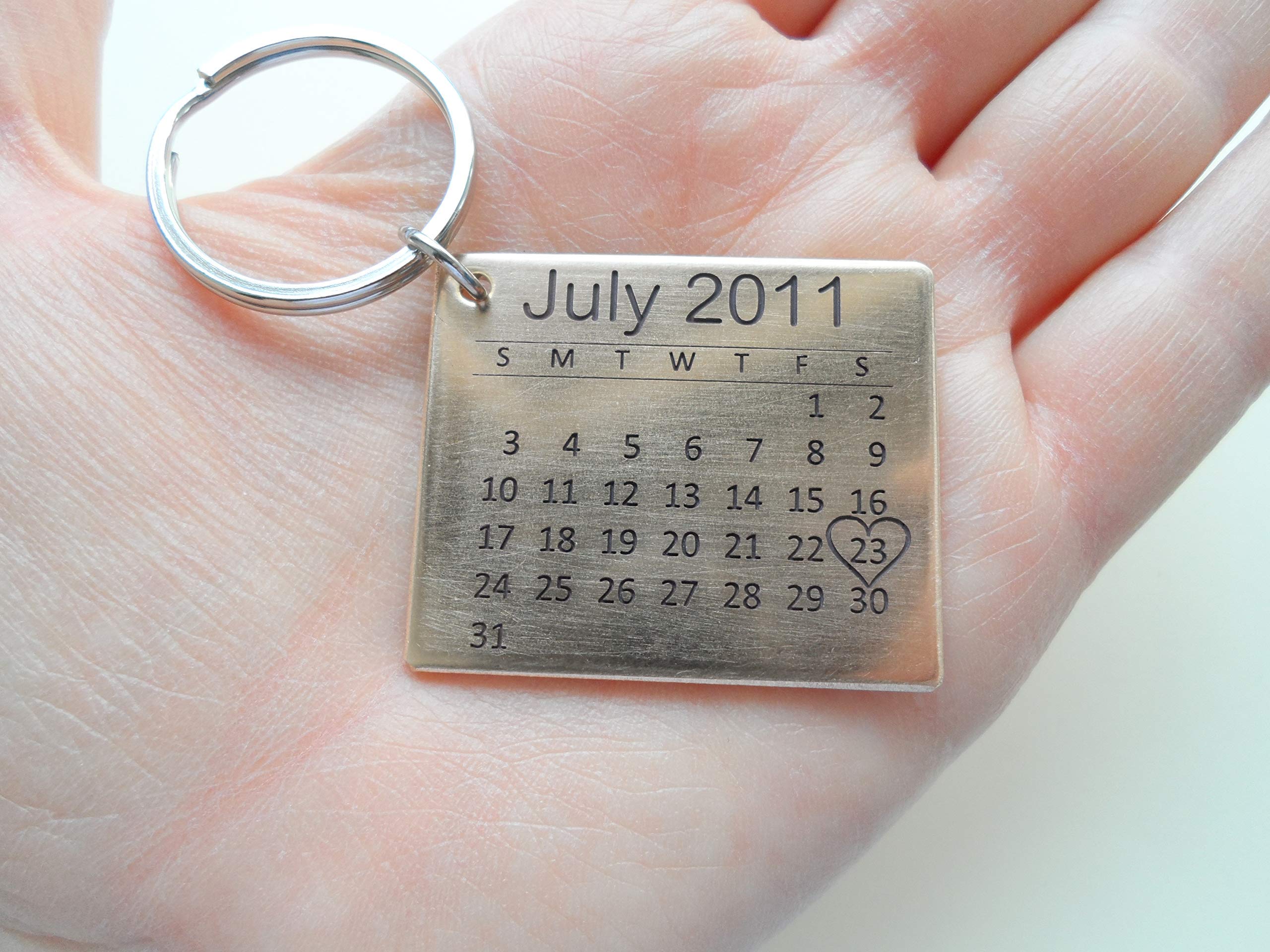 Custom Personalized Bronze Anniversary Calendar Keychain, Anniversary Gift, Husband Wife Key Chain, Boyfriend Girlfriend Gift, Customized Couples Keychain