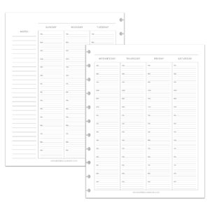 betternote hourly undated calendar refill for discbound notebook, weekly appointment book, fits disc levenger circa, arc, tul, big happy planner, talia (classic- 6 months, 11-disc, 8.5"x11")