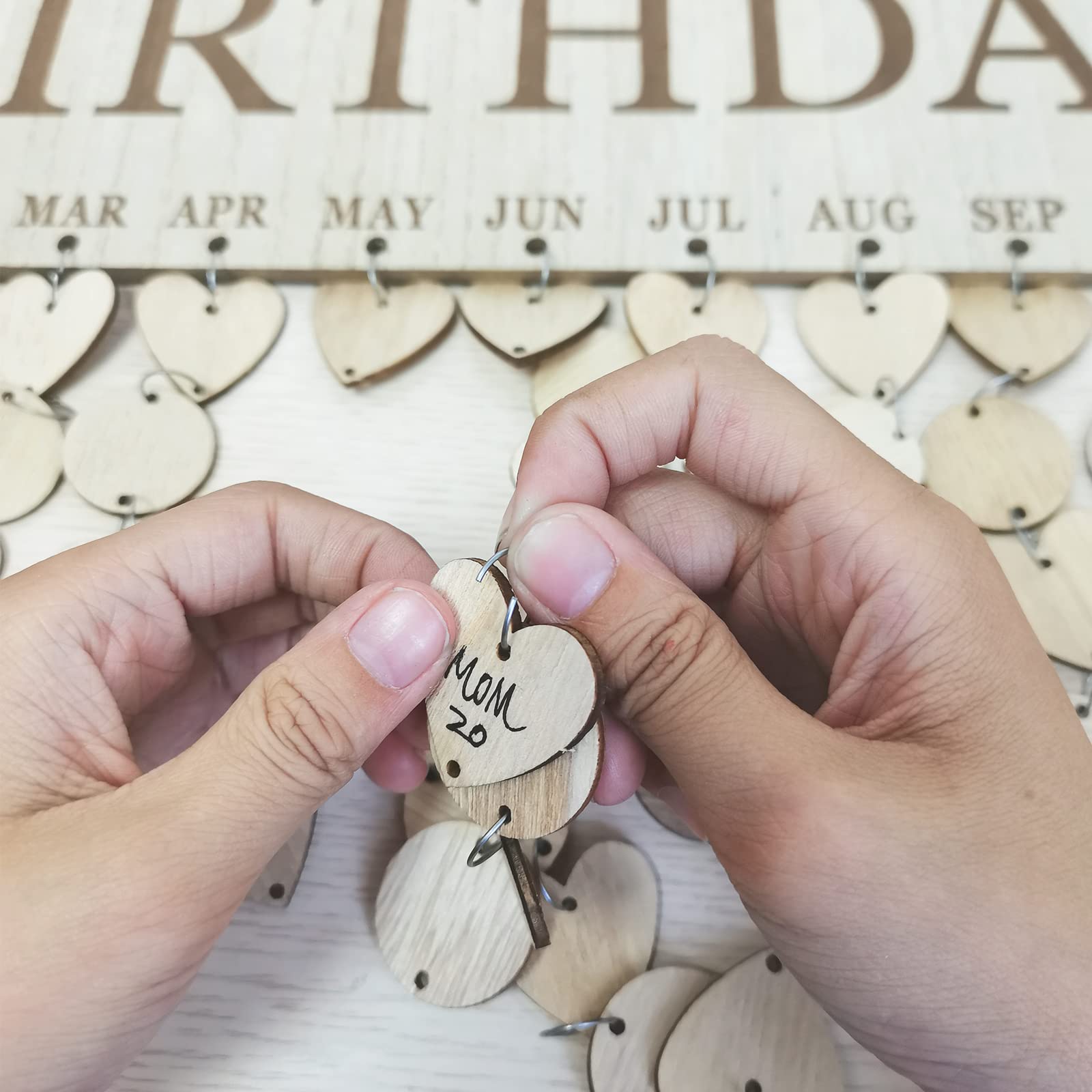 JARBEIYYE Wooden Birthday Reminder Calendar - Family Wall Hanging Birthday Calendar Board. Birthday calendar wall hanging - Classroom Birthday Calendar, to keeps Families & Friends Birthday Together.