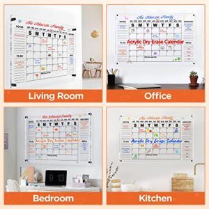 Loiion Large Acrylic Calendar, Personalized Dry Erase Board, Family Calendar 2023 Calendar Reusable Monthly Weekly To Do List, Office, Glass, Custom Calendar Housewarming Gift 22.8”x15.8“