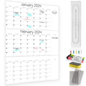 3 month dry erase wall calendar for easy planning – erasable 30" x 45" calendar for white boards - a great planner and visual organizer for your home or office wall