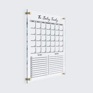 vertical acrylic family planner wall calendar - personalized dry erase board, dry erase calendar, monthly and weekly calendar, transparent calendar (14"x18", standard package)