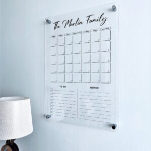 VERTICAL Acrylic Family Planner Wall Calendar - Personalized Dry Erase Board, Dry Erase Calendar, Monthly and Weekly Calendar, Transparent Calendar (14"x18", Standard Package)