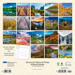 America's National Parks | 2024 12 x 24 Inch 18 Months Monthly Square Wall Calendar | Foil Stamped Cover | July 2023 - December 2024 | Plato | Yosemite Yellowstone