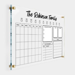 acrylic family planner wall calendar - personalized calendar 2024, personalized dry erase board, dry erase calendar, monthly weekly calendar, transparent