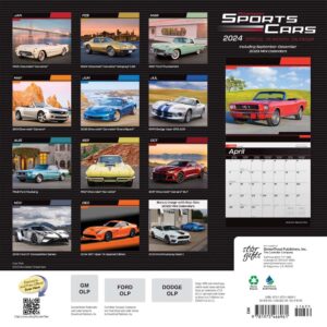 American Sports Cars OFFICIAL | 2024 12 x 24 Inch Monthly Square Wall Calendar | Sticker Sheet | StarGifts | Racing Automotive