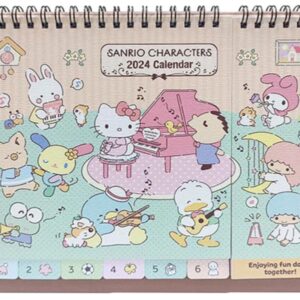 2024 Kawaii Kitty Cat & Friends Mix Characters Monthly Yearly Desktop Calendar