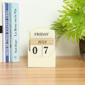 Vintage Wood Block Desk Calendar Ornament Office Calendar Funny Calendar Can Express Month,Week,Day Suit