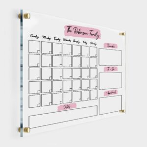 acrylic family planner wall calendar - personalized calendar 2024, dry erase calendar, monthly and weekly calendar, transparent calendar