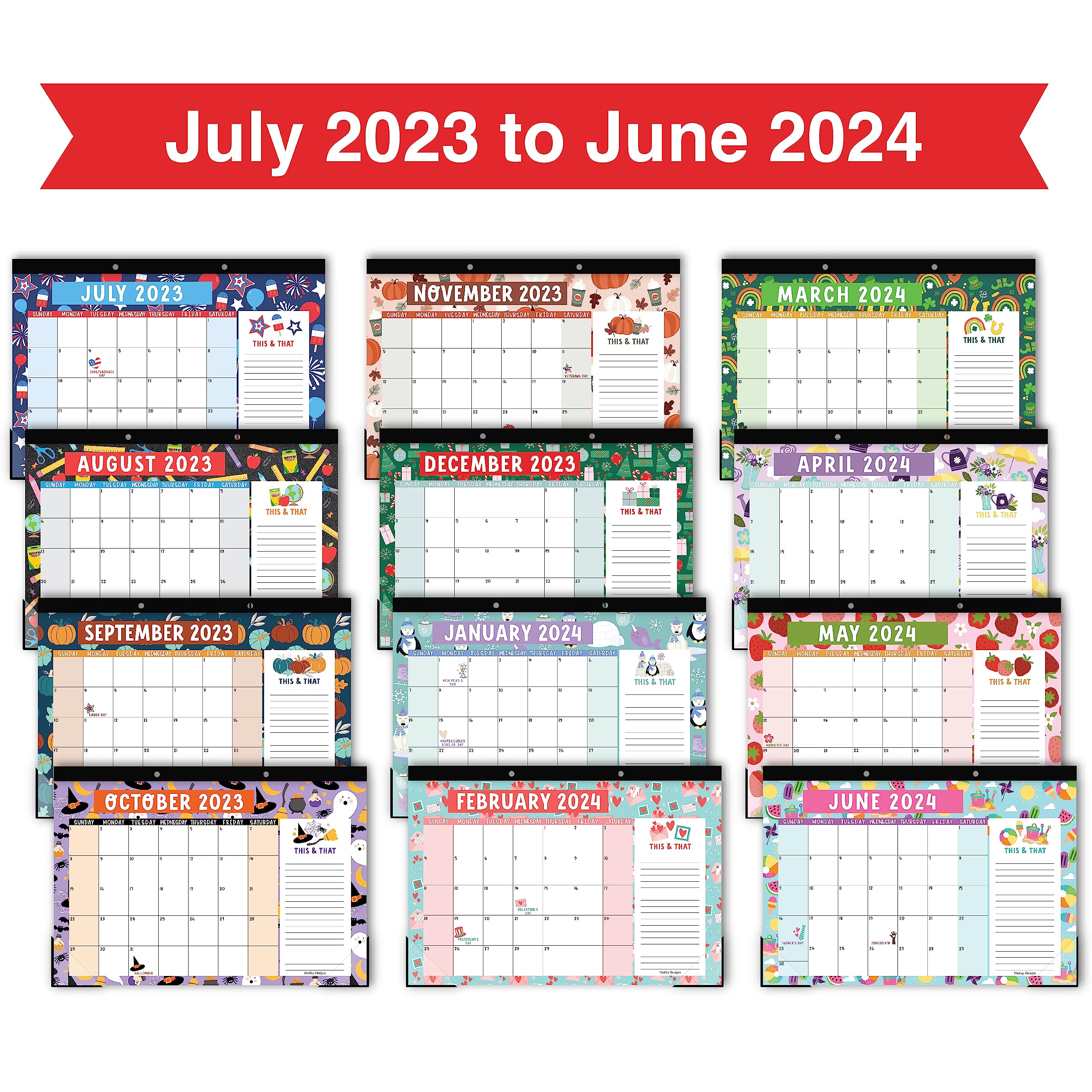 Doodle Teacher Desk Calendar 2023-2024 - Academic 2023-2024, 2023 Large School Year Calender July Desktop