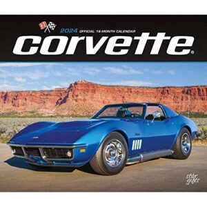 corvette official | 2024 14 x 24 inch monthly deluxe wall calendar | sticker sheet | stargifts | chevrolet motor muscle car